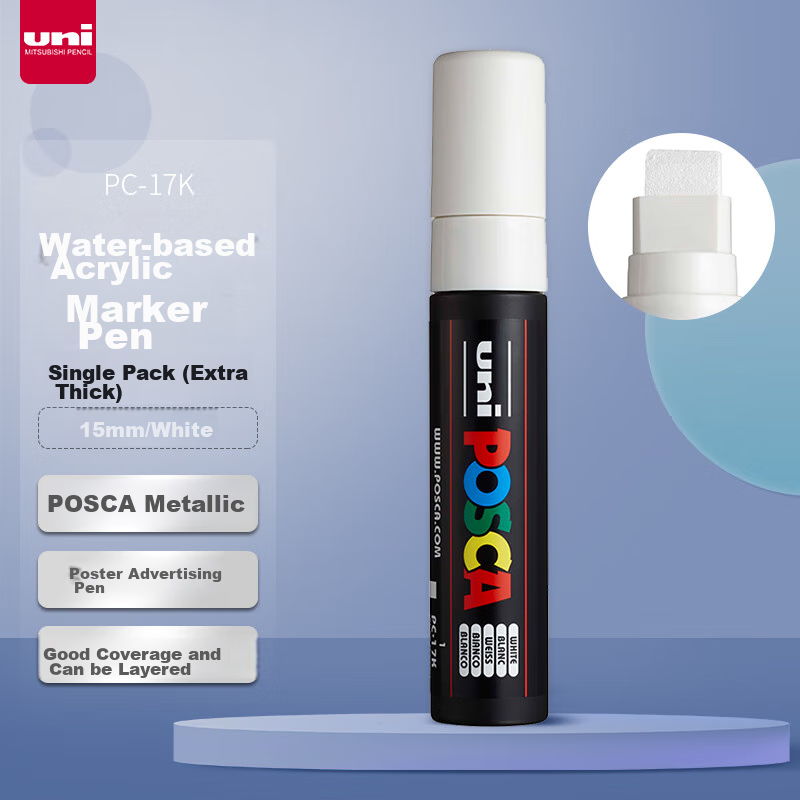 Uni Mitsubishi POSCA Acrylic Marker (Extra Large) White Single Pen PC-17K Drawing Poster Advertising Marker Painting Hand-Drawn Graffiti Pen