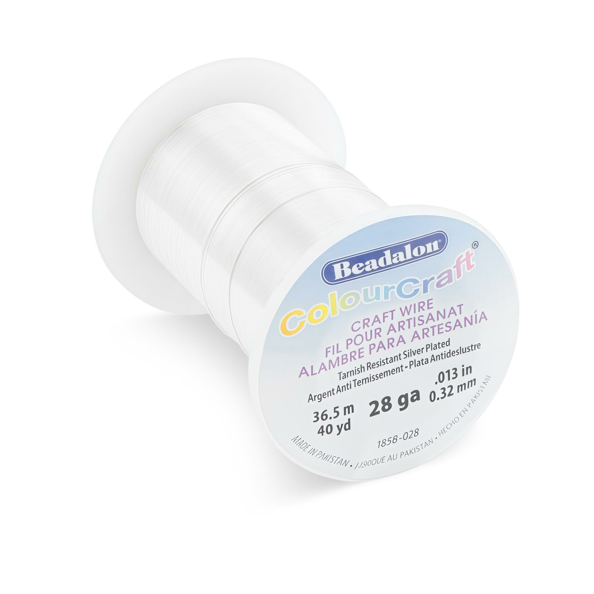 Проволока гибкая, 0.321мм, Beadalon ColourCraft, не темнеющая, посеребренная, катушка, 36.5 метра