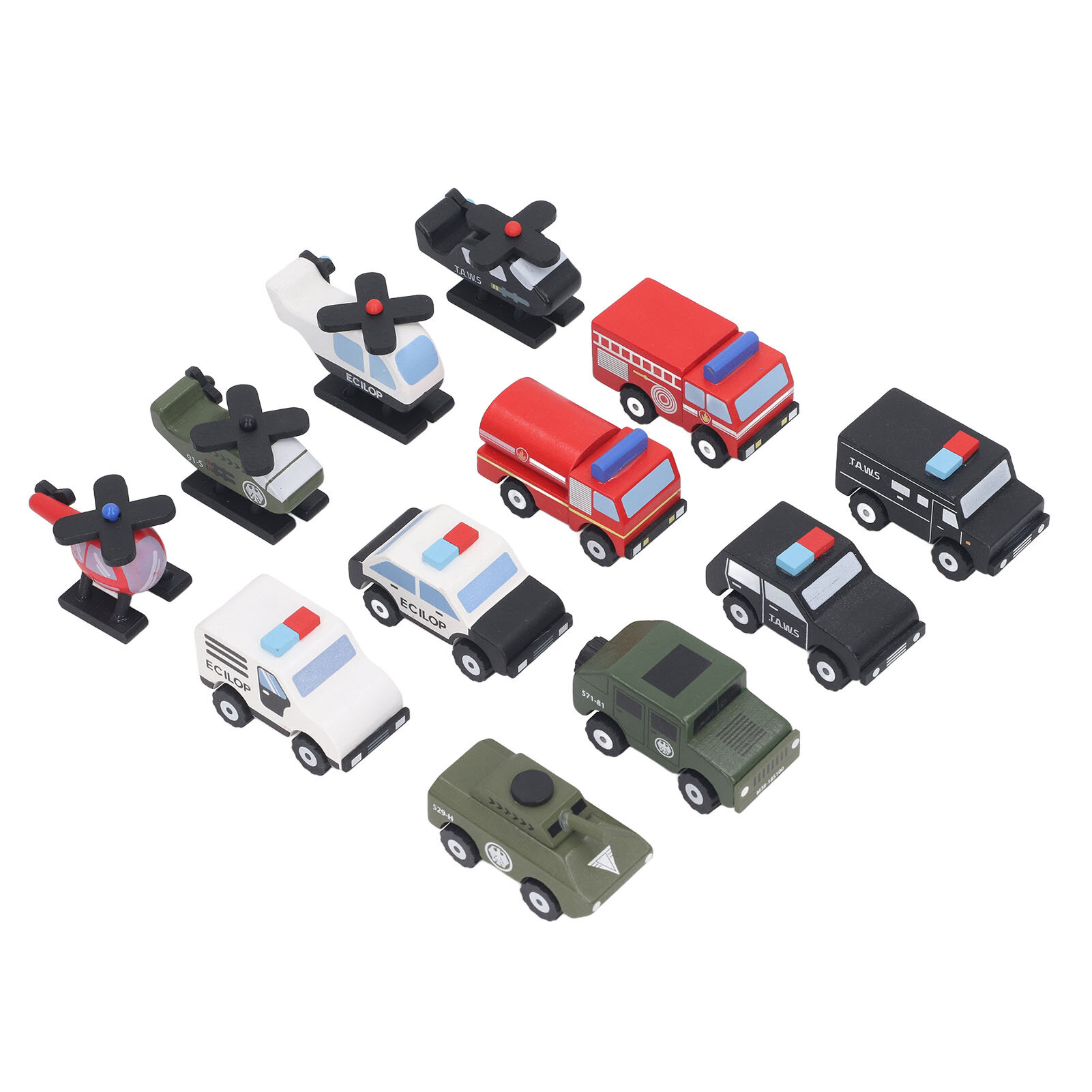 Набор миниатюрных игрушечных машинок и самолетов, имитация полицейских автомобилей, реалистичная деревянная модель, украшение, развивающая игрушка для детей раннего возраста.