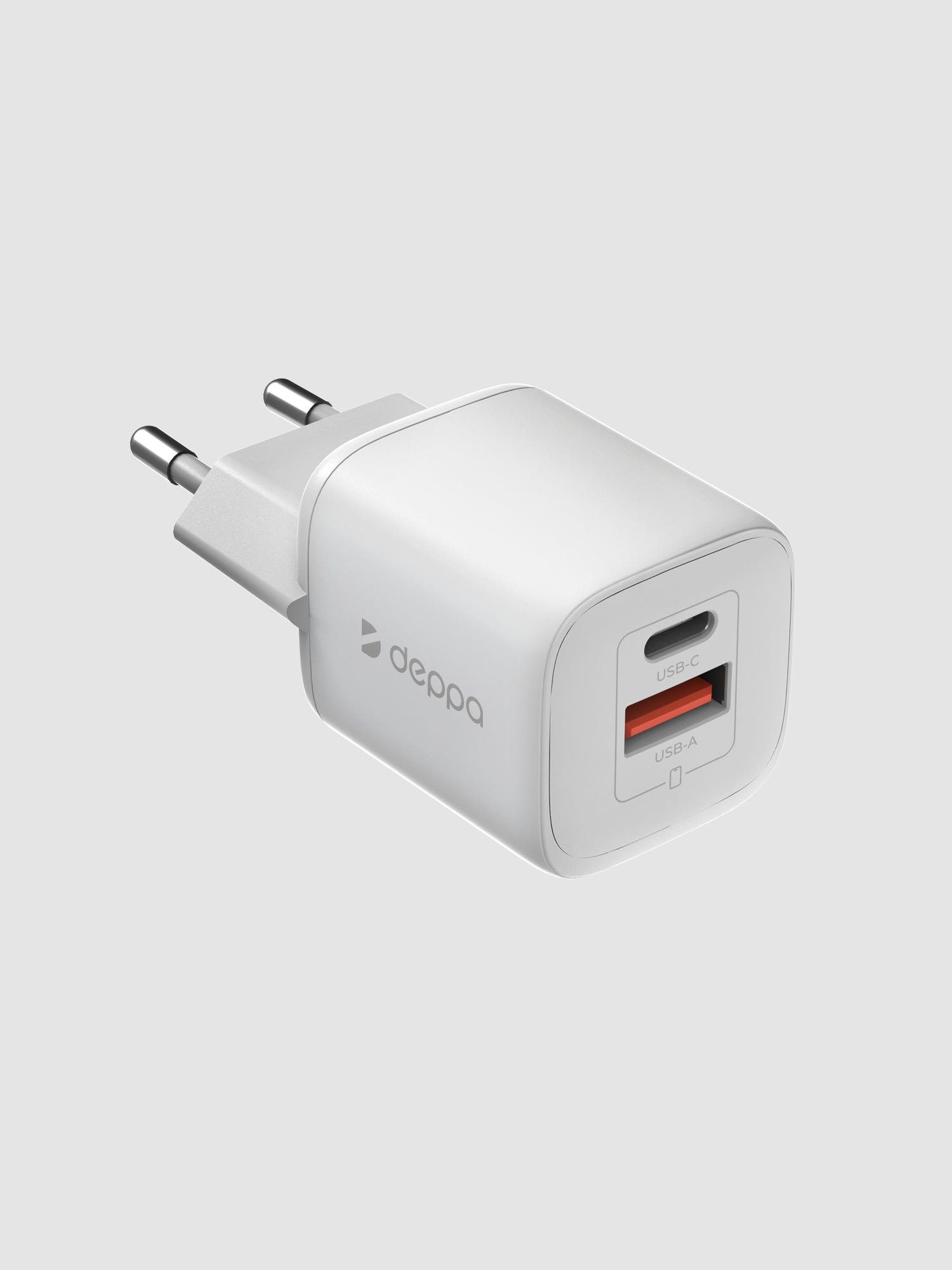 Зарядное устройство для телефона USB-C + USB A, 33Вт, сетевое, быстрая зарядка PD3.0, QC3.0, 33 GaN, белый, Deppa 11475