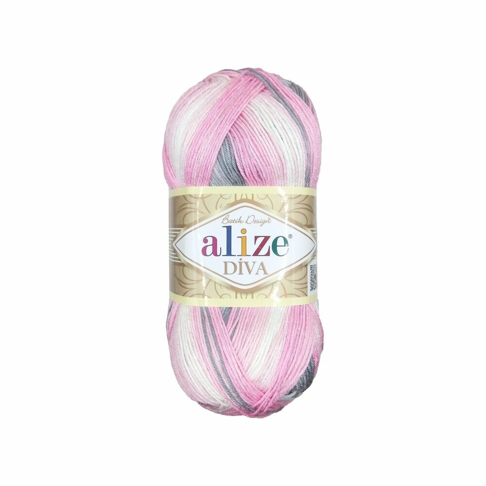 Пряжа для вязания Alize Diva batik 3245 серый розовый 100 гр/350 м 100% микрофибра