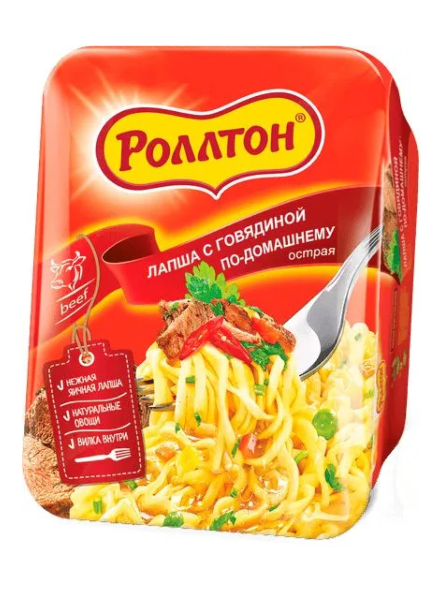 Лапша Роллтон С говядиной по-домашнему Острая 90 г