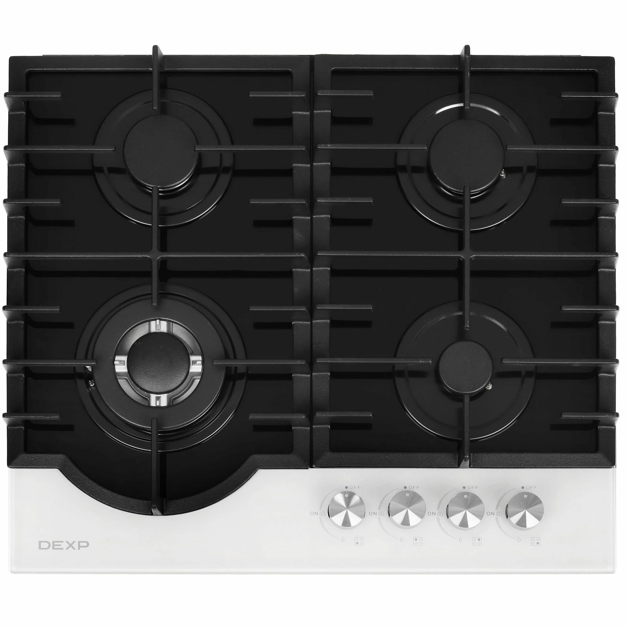 Газовая варочная панель DEXP LD4GTB, 4 комфорки, чугунная решетка
