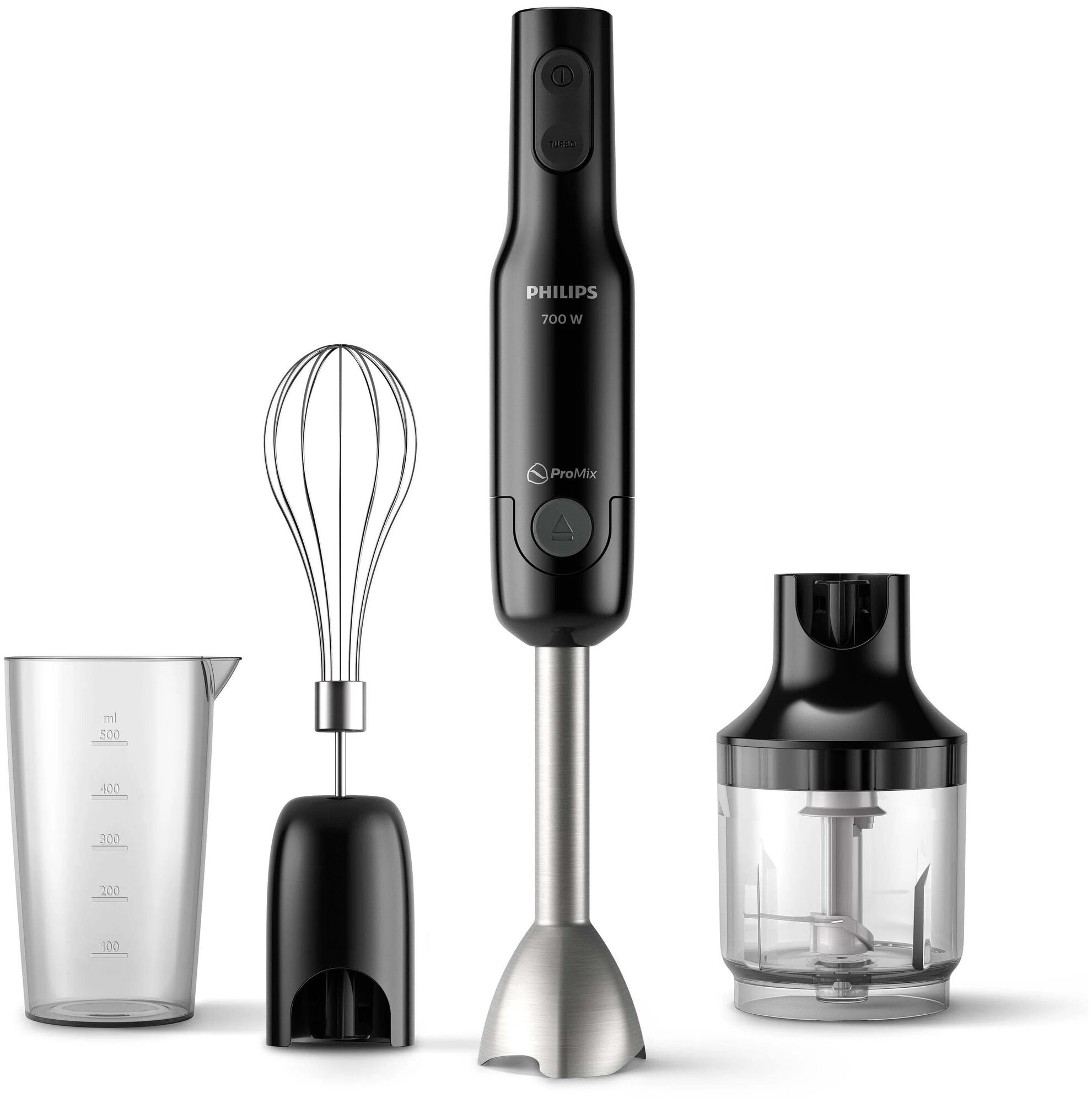 Погружной блендер Philips Daily Collection HR2543, венчик, насадки, корпус черный