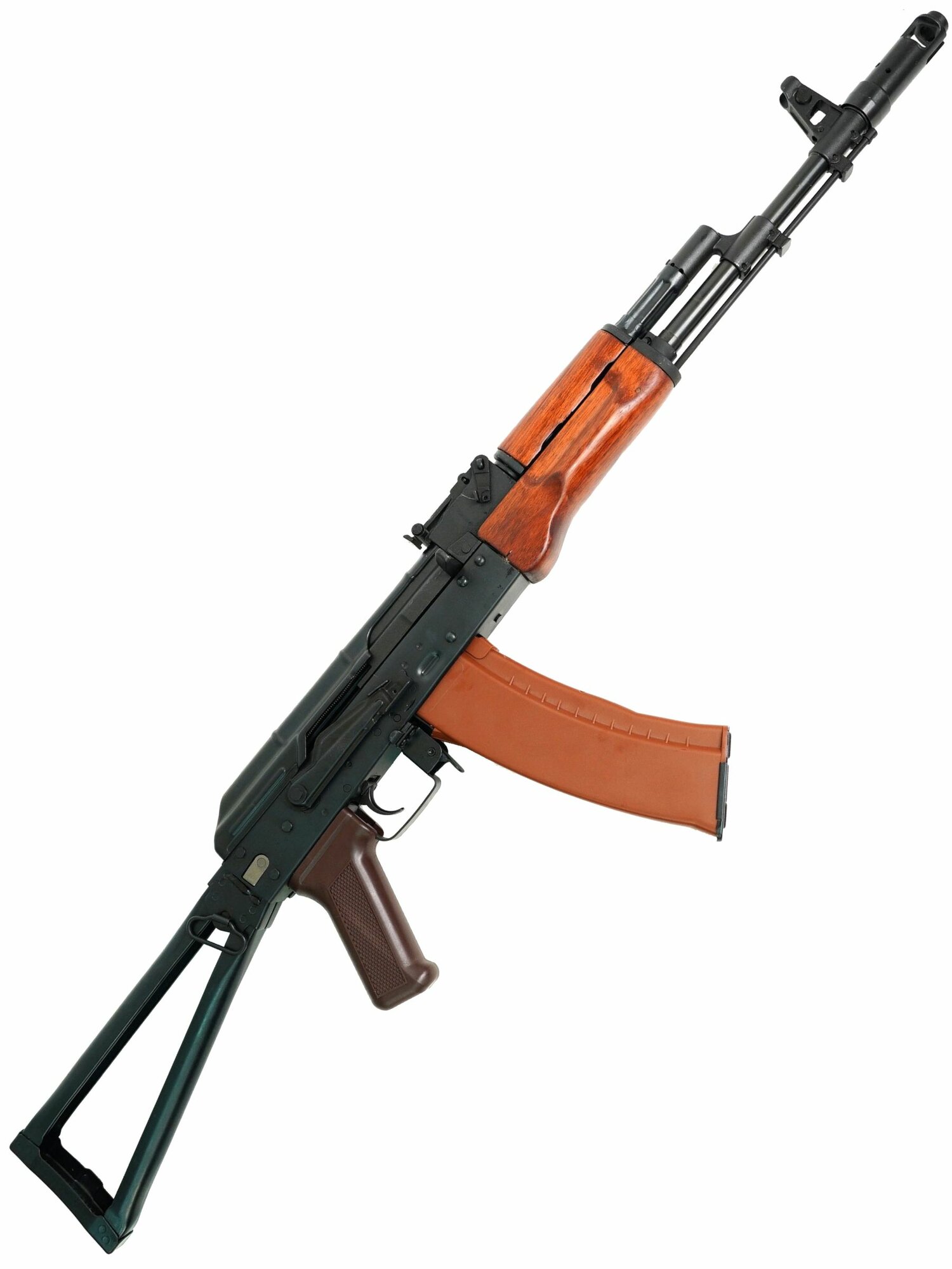 Страйкбольный автомат E&L ELAKS74N (АКС-74Н) AEG Essential Steel, дерево