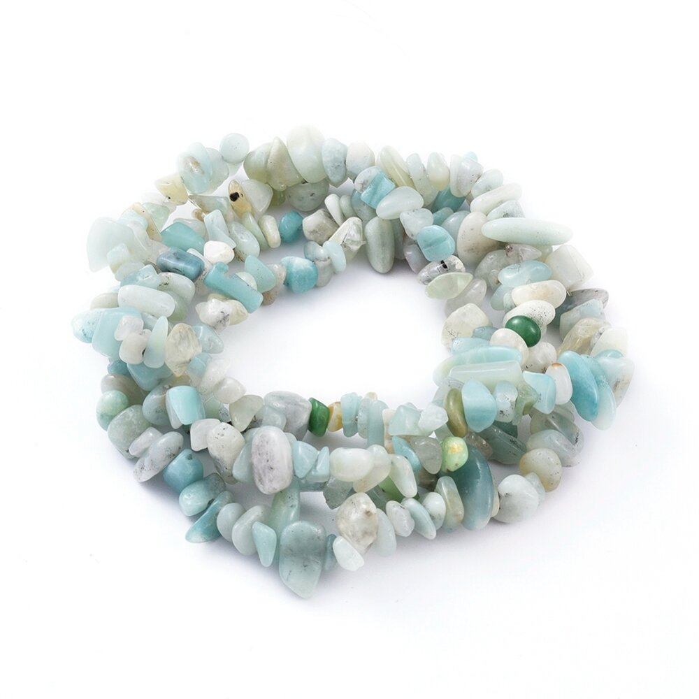 Бусины каменные, амазонит, сколы, 3-10мм, 220 шт, низка