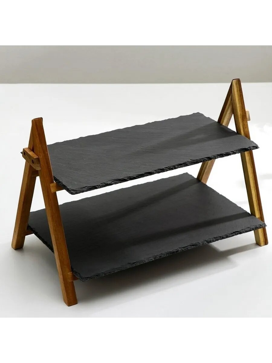 Стильное двухъярусное блюдо из сланца