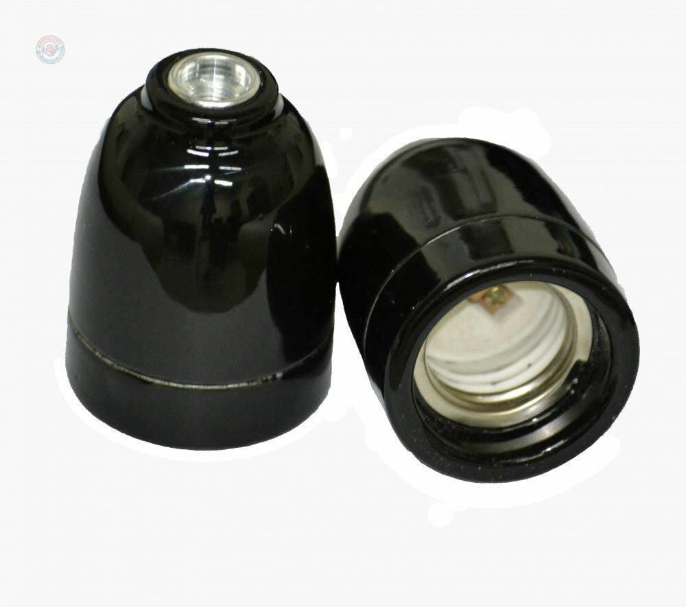 Черный керамический ретро патрон в форме капли для лампы Е27 стильный держатель лампочки без выключателя vintage интерьер