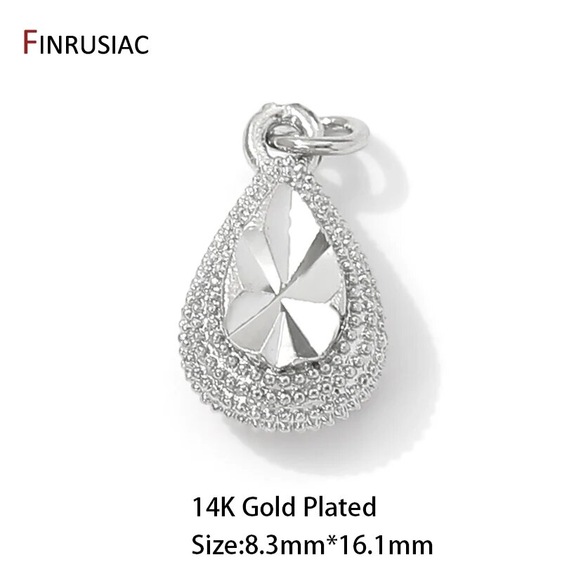 FINRUSIAC Позолоченные подвески-капельки из металла 4 штуки 2 pieces, Rhodium plated
