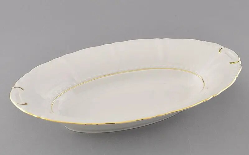 Хлебница Leander, корзина для хлеба, 33,5 см, фарфор, белый, золотой