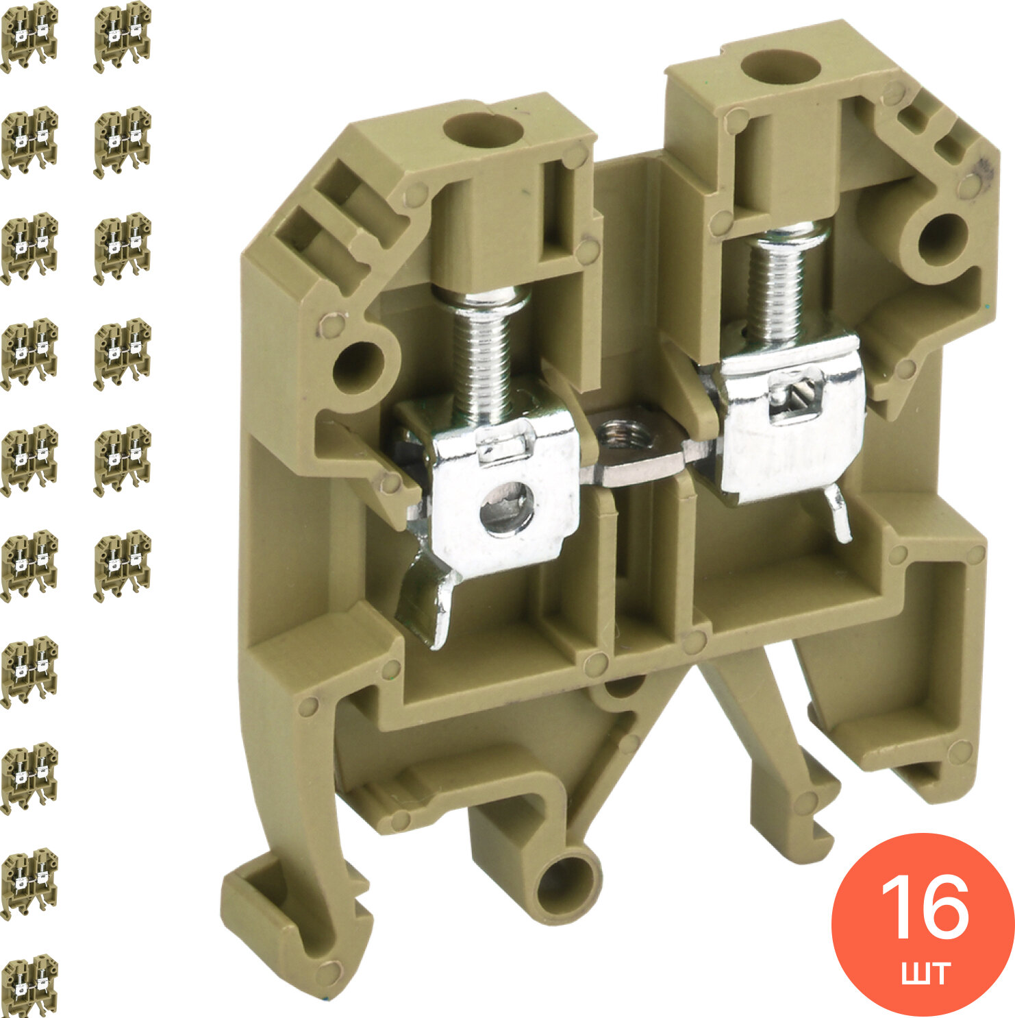 Клемма для проводов IEK / ИЭК КВИ-4мм2 винтовая, корпус огнестойкий полиамид, желтый, 45.7х6.5мм, 1шт. / зажим (комплект из 16 шт)