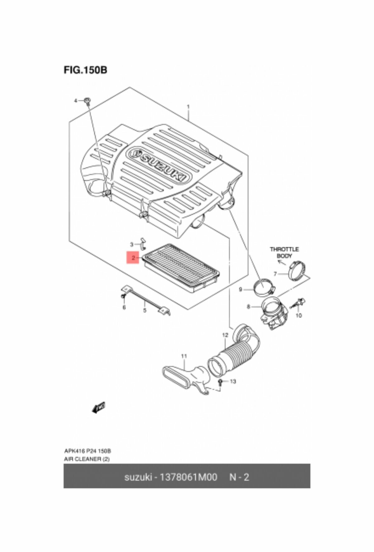 Фильтр Возд. suzuki Vitara 1.6 15=>(Suzuki 1378061M00)