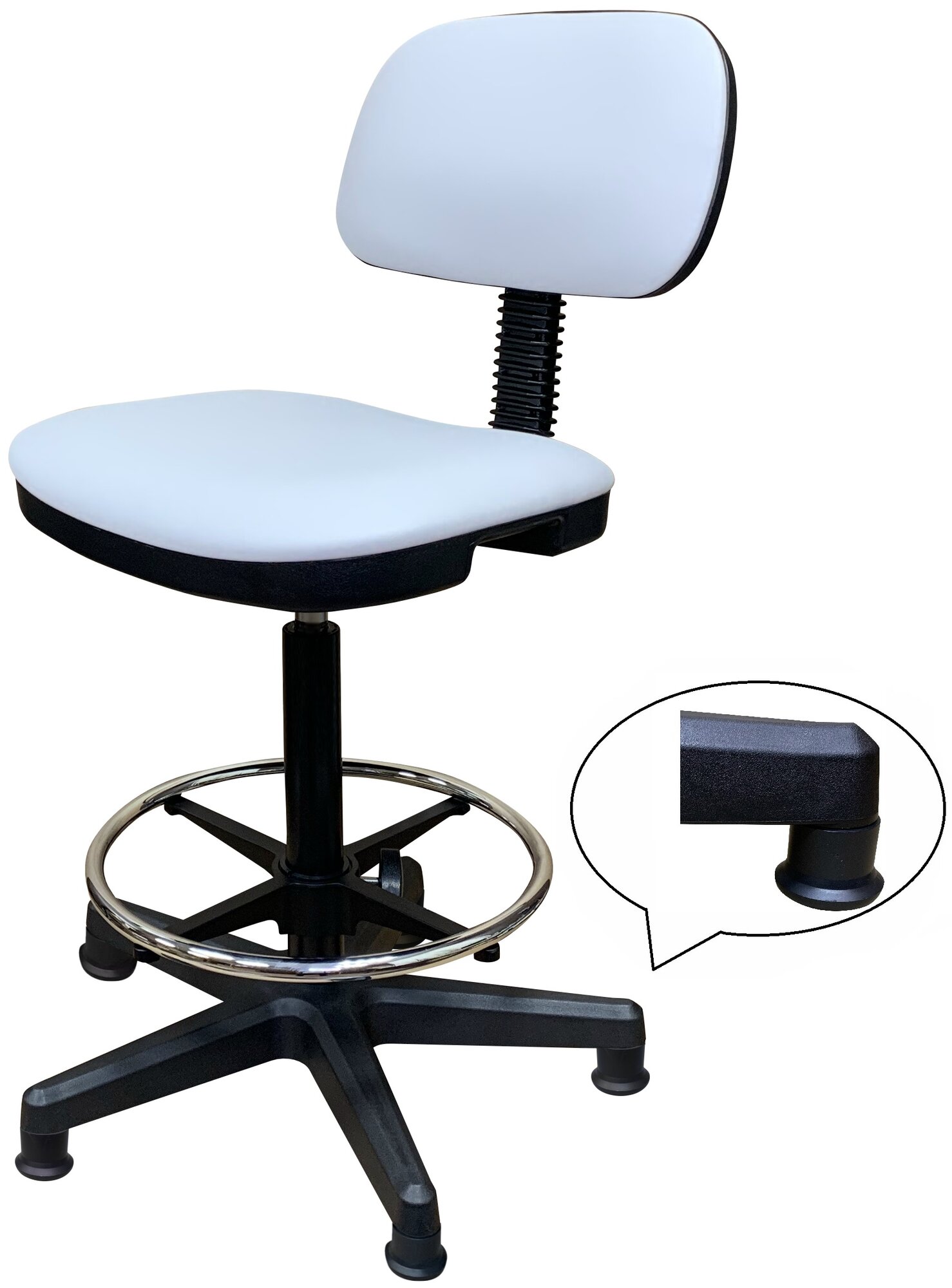 Высокий стул мастера Madeira L Extra со спинкой и с опорой для ног, белый