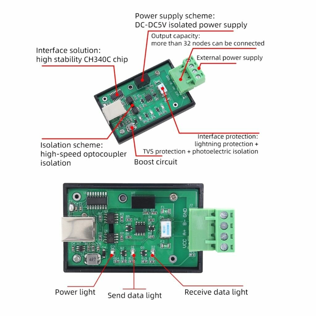Компьютерный чип CH340, преобразователь USB в RS485-5 В