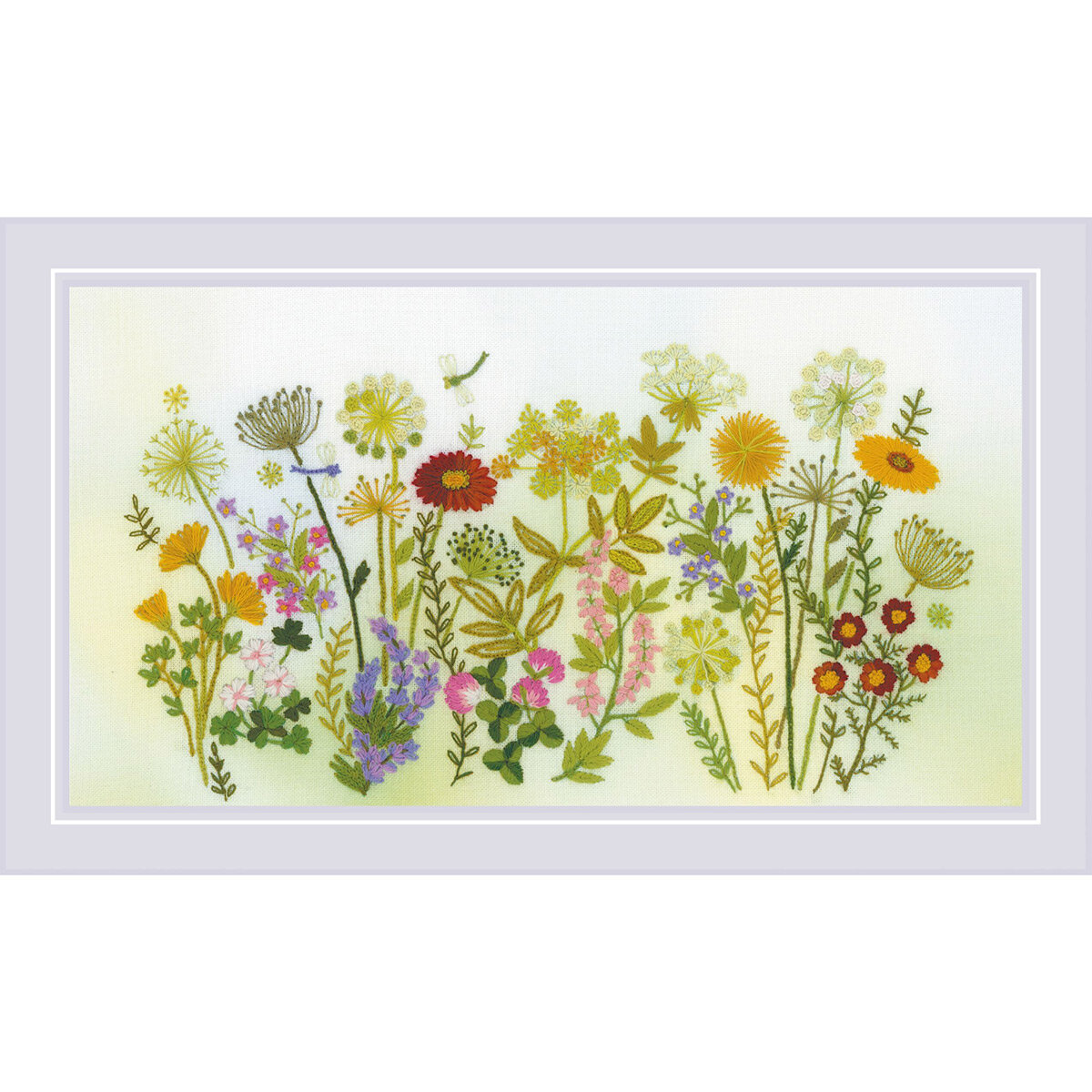 Набор для вышивания гладью 'Разнотравье', 40*22 см, на канве с нанесенным рисунком, Риолис