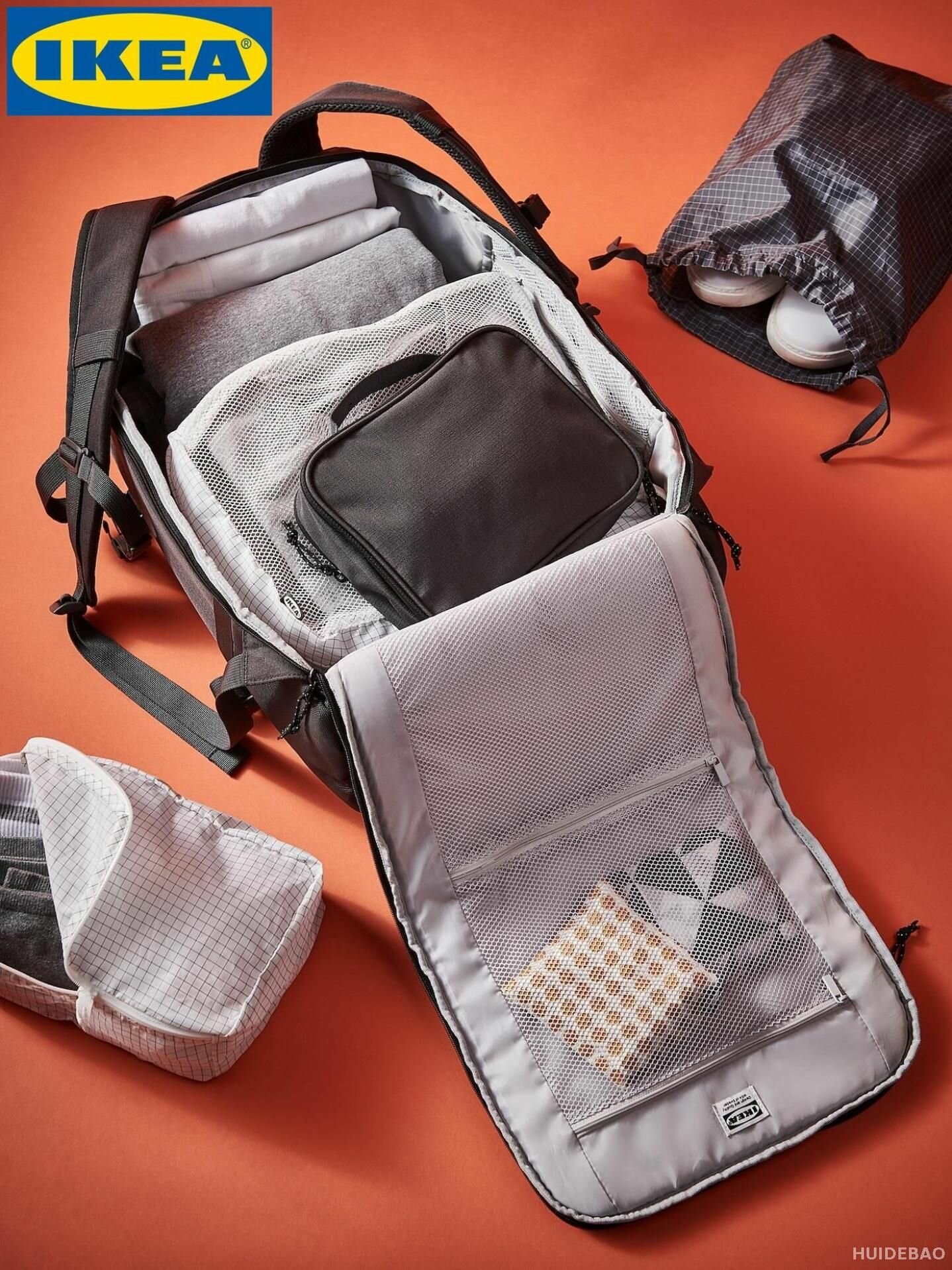 Сумка для сменной обуви IKEA - RENSARE (ренсаре), черная в клетку, 30х40 см, 1шт