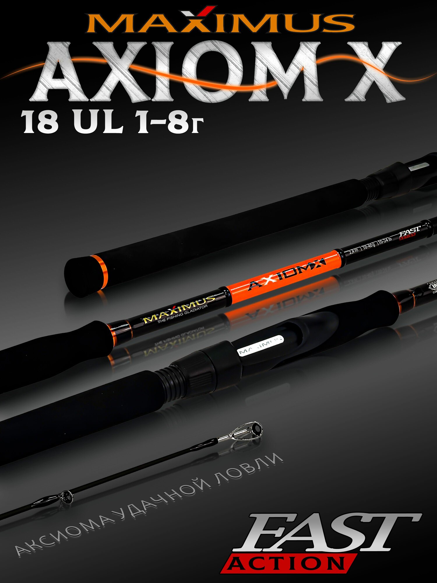 Спиннинг Maximus AXIOM-X 18UL 1,8m 1-8 грамм, спиннинг для рыбалки на щуку штекерный ультра лайт