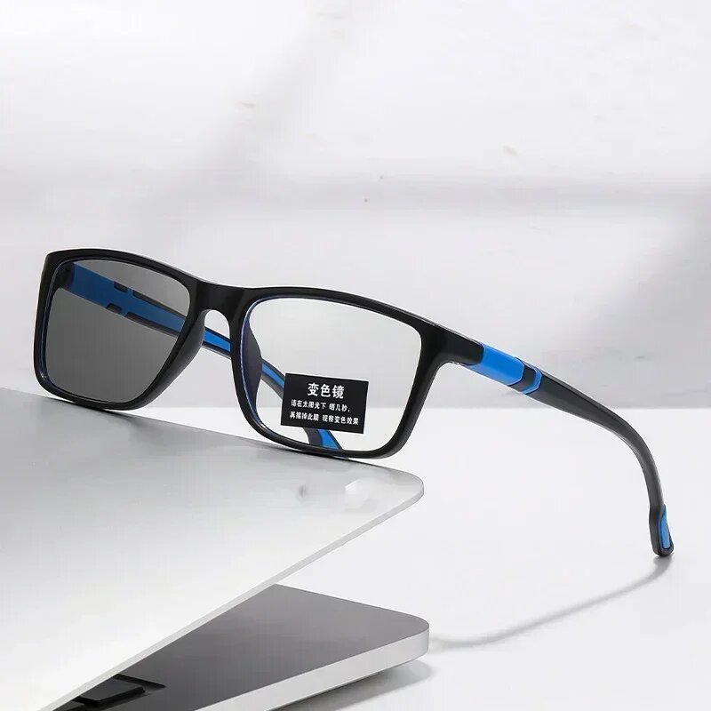 New Ultralight Color Changing Myopia Glasses Anti Blue Light Photochromic Eyeglasses Men Women High Definition Eyewear To -4.0