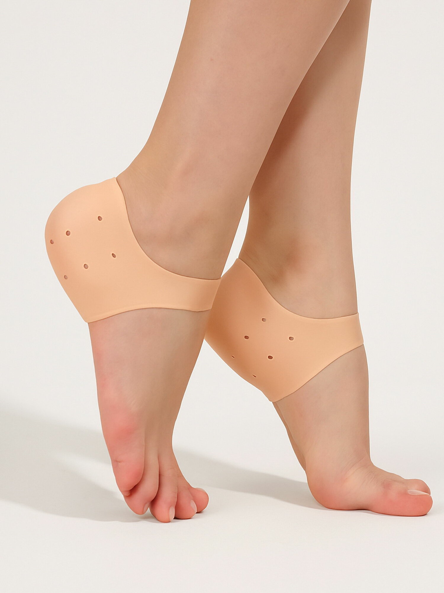 Напяточники для педикюра, силиконовые, с перфорацией, универсальный размер, 10x10.5 см, бежевые