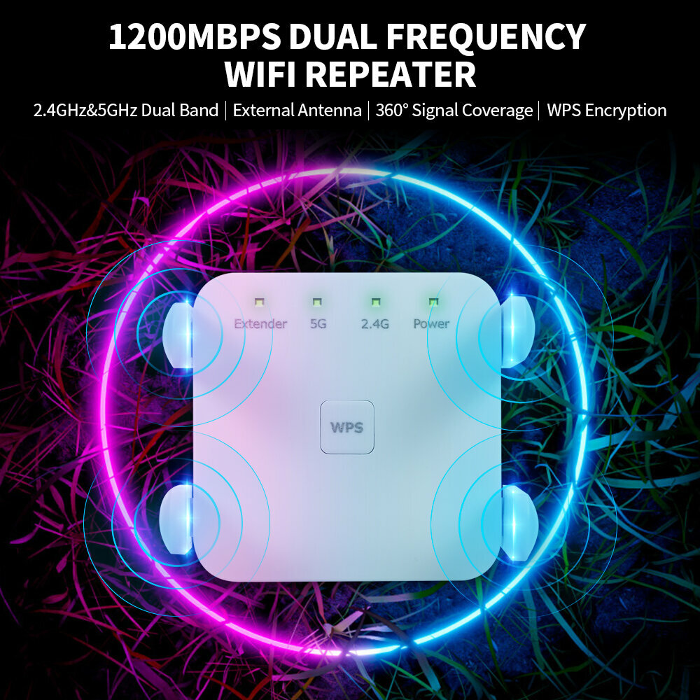 1200 Мбит/с двухдиапазонный Wi-Fi репитер 2,4 ГГц и 5 ГГц, усилитель беспроводного сигнала, белый, для дома и офиса, вилка EU