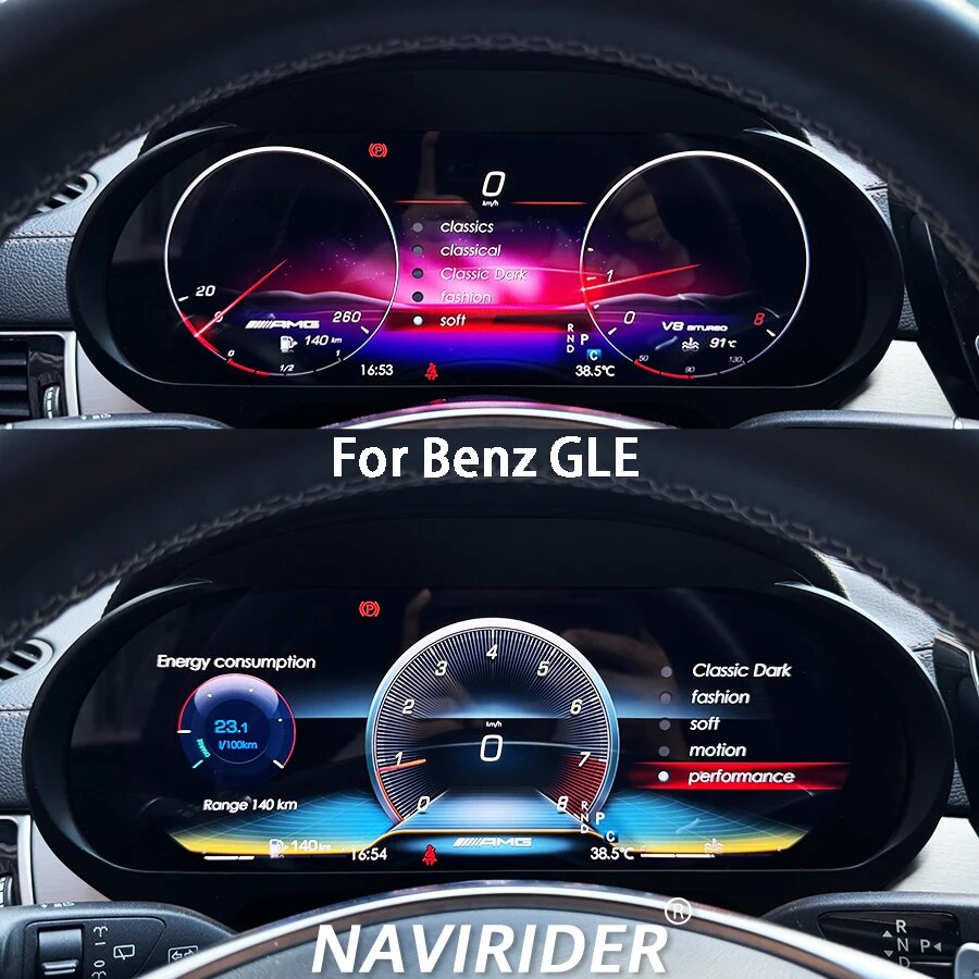 12,3-дюймовый ЖК-дисплей для Mercedes Benz ML GL GLE GLS W166 X166, беспроводной Carplay, панель приборной панели Android, автомобильный спидометр, инструмент