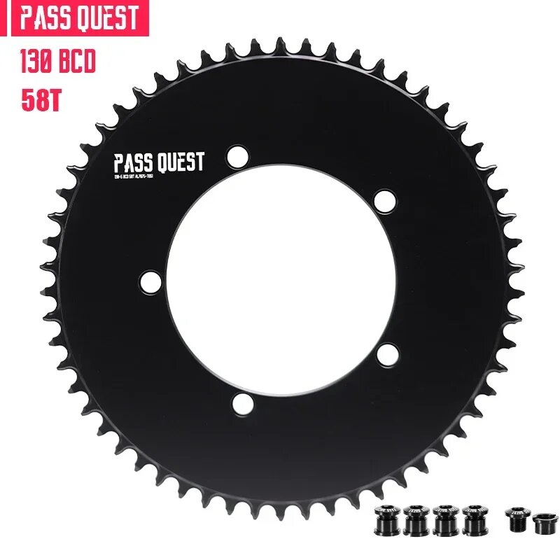 PASS QUEST Звездочка для шоссейного велосипеда 130BCD 5 когтей Черный, ROUND 58T black
