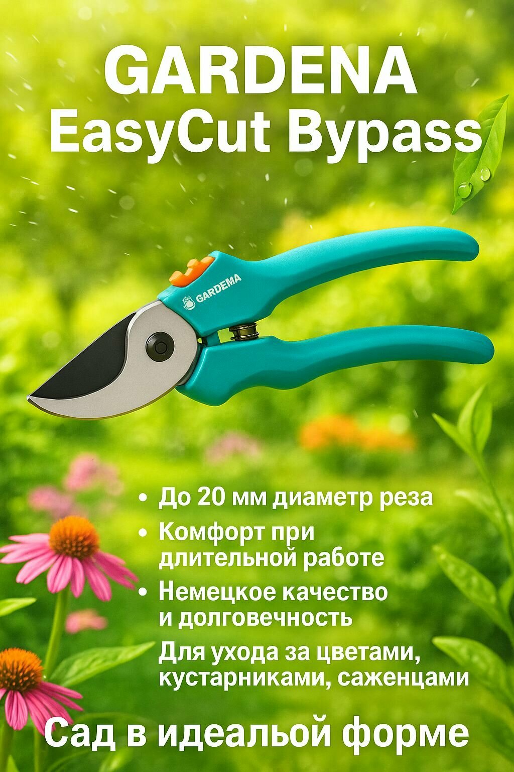 Gardena Секатор-сучкорез GARDENA EasyCut Bypass до 20 мм 12230-20