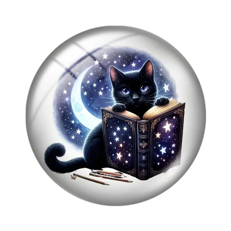 Кабошоны черные кошки 10 шт. Черный, 22mm, 10pcs-BG5057-01