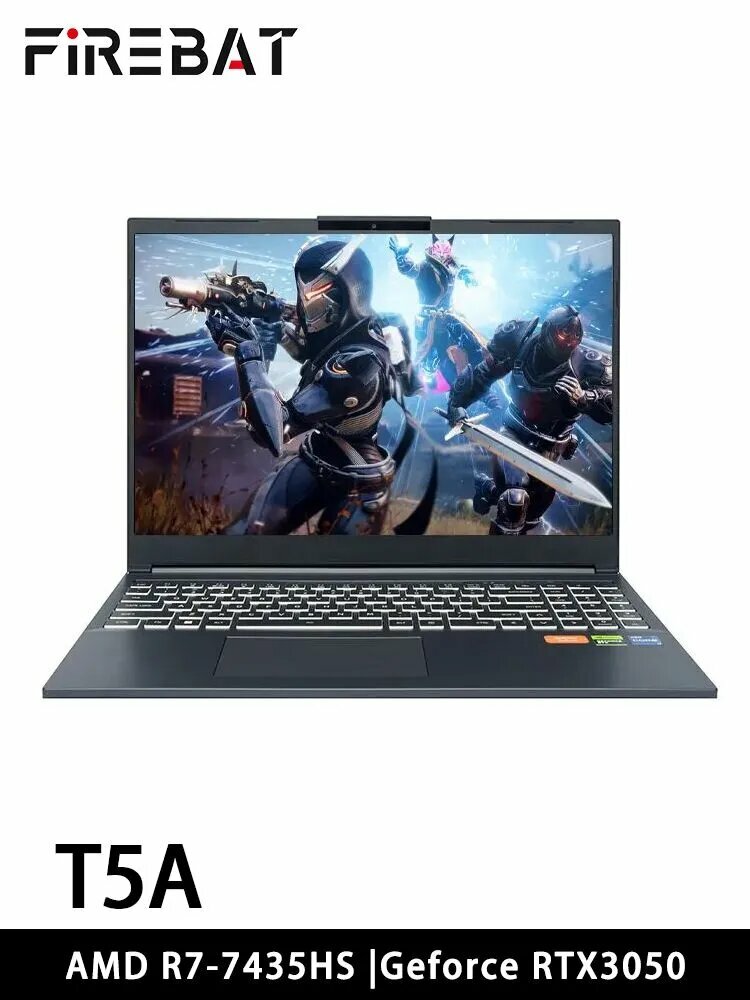 FIREBAT Игровой ноутбук 15.6", AMD Ryzen 7 7435HS, RAM 16 ГБ, SSD, NVIDIA GeForce RTX 3050 для ноутбуков (4 Гб), Windows Pro, черный, Английская раскладка