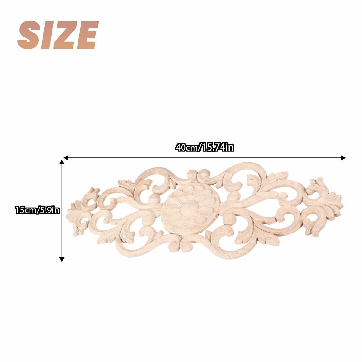 Резная аппликация из каучукового дерева, ретро-мебель, ремесла, декор (40*15 см)