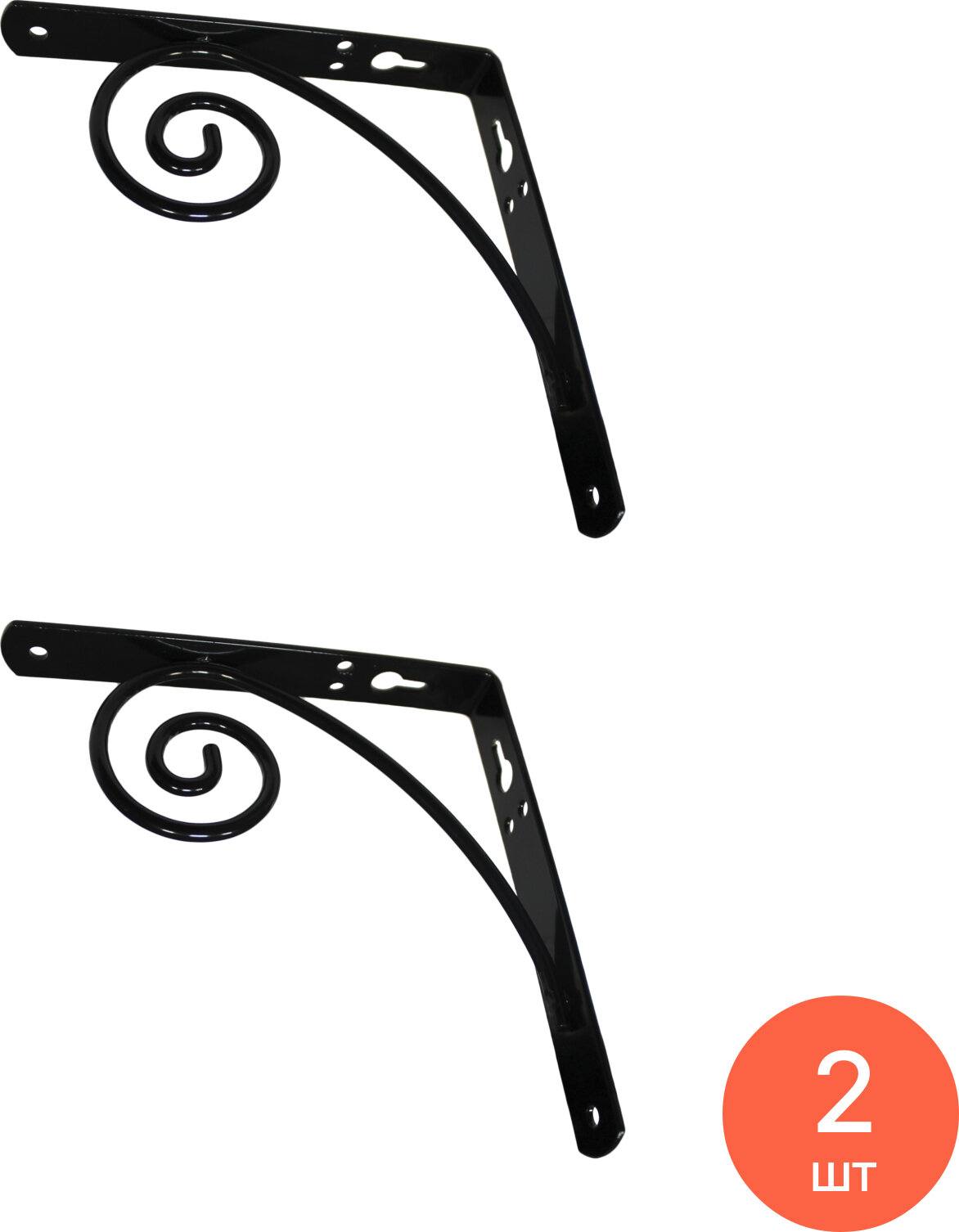 Кронштейн для полки Петротех Сюита стальной, черный, 150×150мм / держатель (комплект из 2 шт)