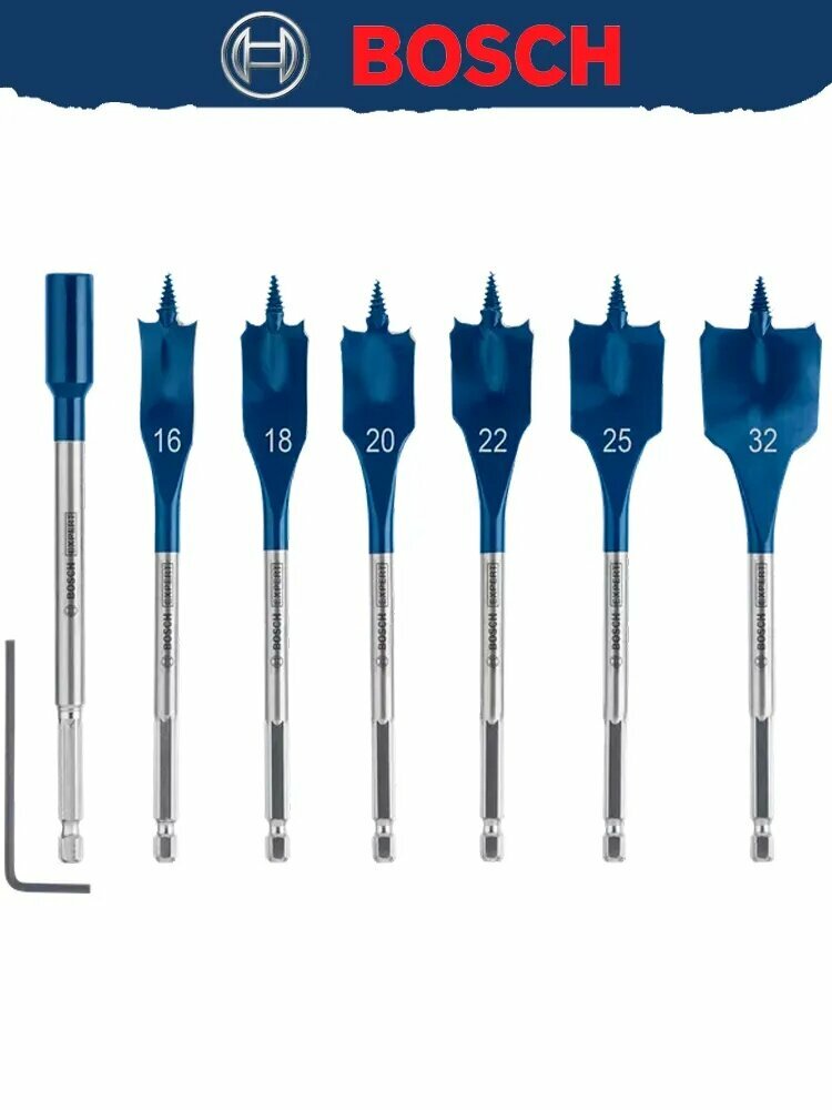 BOSCH 2608900334 Саморежущий скоростной набор сверл-лопат 7 шт. Быстрое черновое сверление мягкой древесины Аксессуары для дрели-шуруповерта