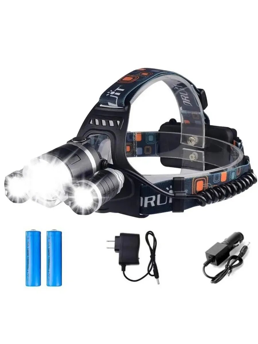 Фонарь налобный SimpleShop, аккумуляторный, легкий и компактный