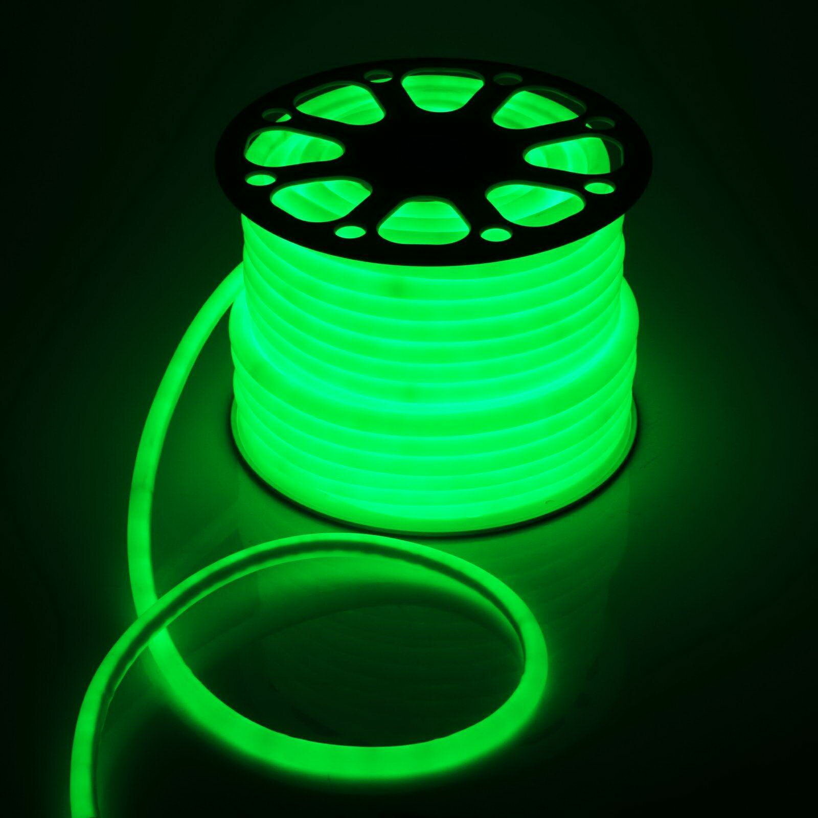 Гибкий неон 16 мм круглый, IP65, 50 м, SMD2835, 120 LED/м, 220 В, свечение зелёное