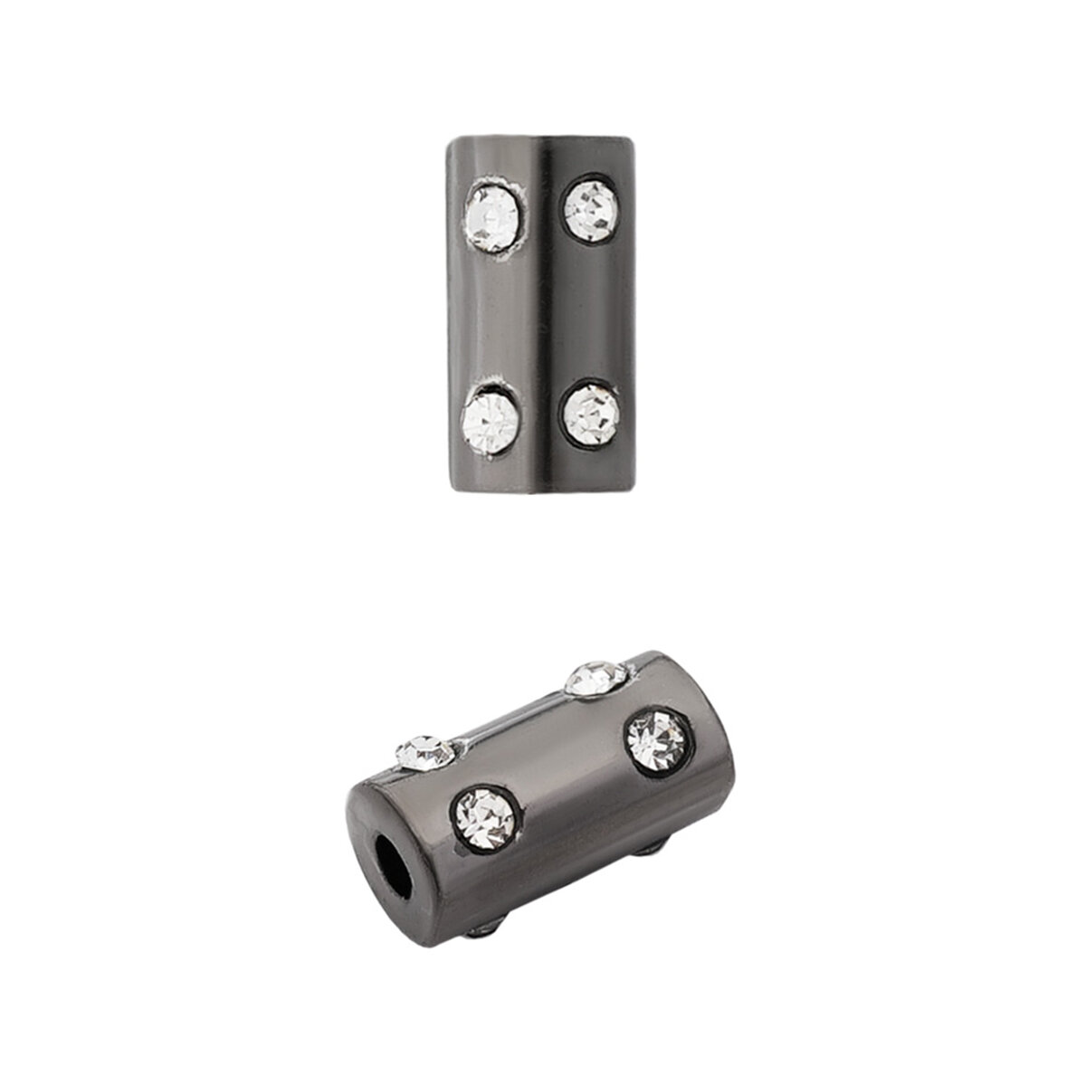 ГФУ6102 Наконечник 'Цилиндр' со стразами d=2,5/4,5мм, 14,5*8мм, металл (черный никель), 20 шт