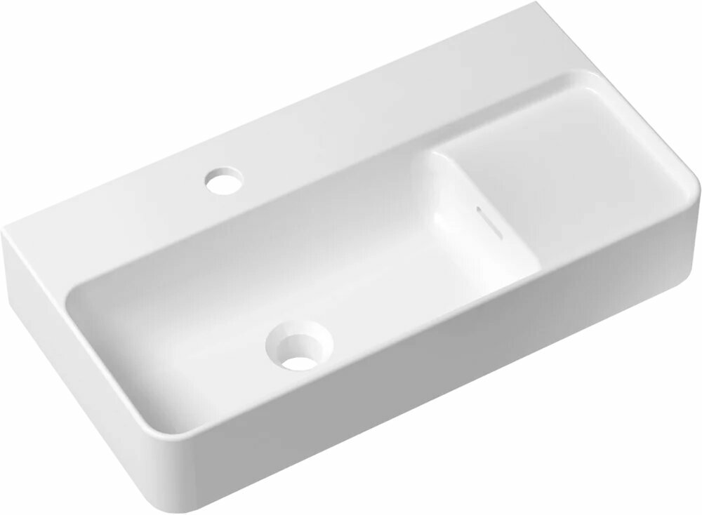Накладная раковина Lavinia Boho Bathroom Sink Slim 33311011 60 фарфоровая, со сливом-переливом, раковина для ванной, с правым крылом, 60 см, прямоугольная, белая