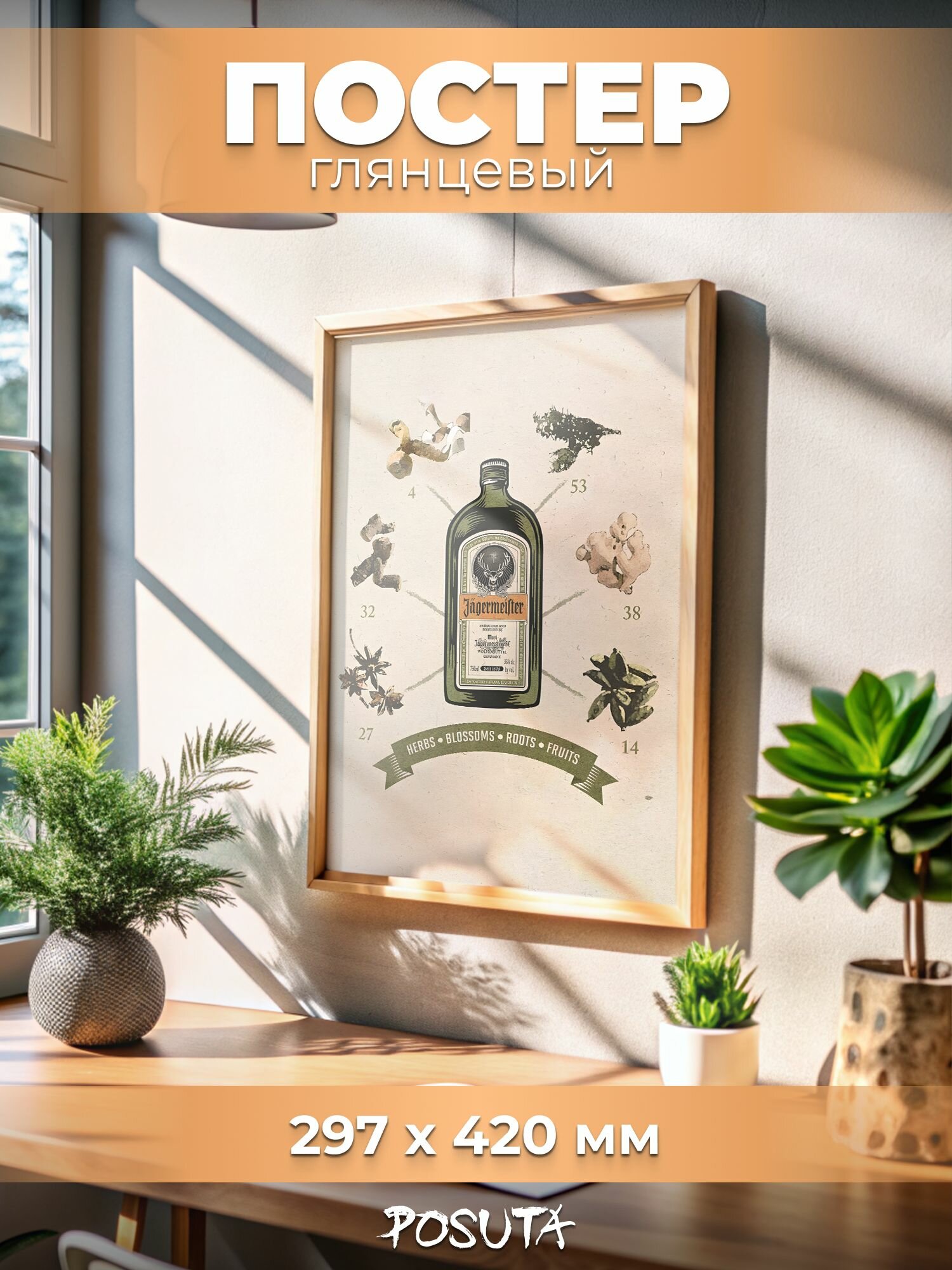Постер на стену интерьерный егермейстер эстетика