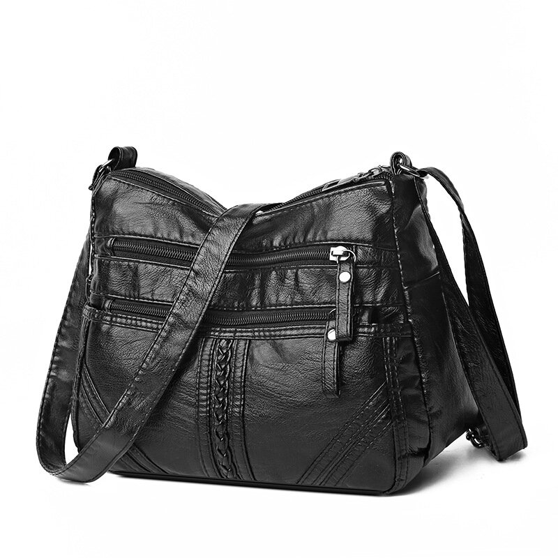 Sac messager en cuir sople pour femme, элегантная сумка с несколькими сумками-банпульками, легкая и большая емкость, идеально подходит для женщин моего возраста и для повседневного использования.