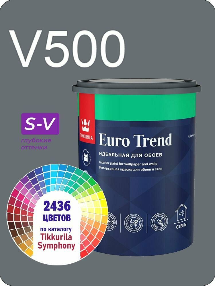 Краска для обоев Tikkurila Euro Trend 0,9л. глубокие оттенки V500