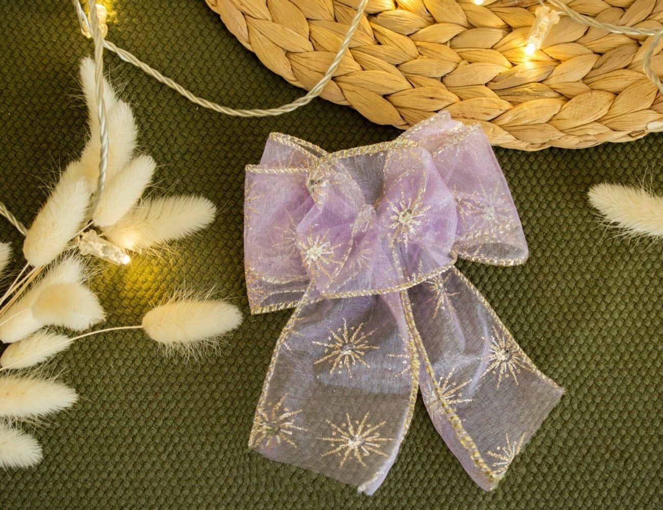 Бант на ёлку лиловый шарм звезды, 15 см, Kaemingk 448625-4