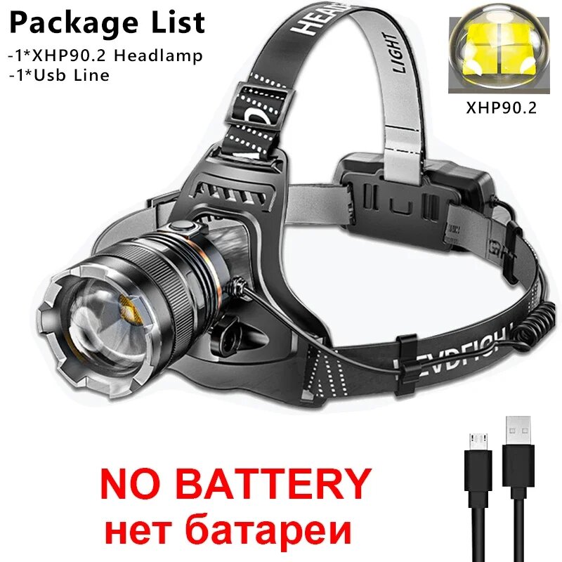 Черный налобный фонарь XIWANGFIRE XHP90.2 Zoom Sensor
