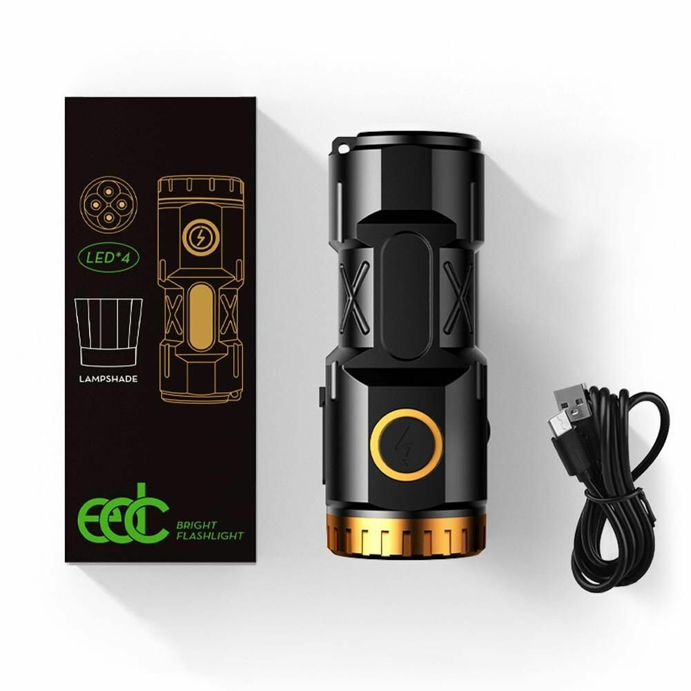 Фонарик аккумуляторный светодиодный - Мини карманный фонарик с зарядкой от сети USB Type C