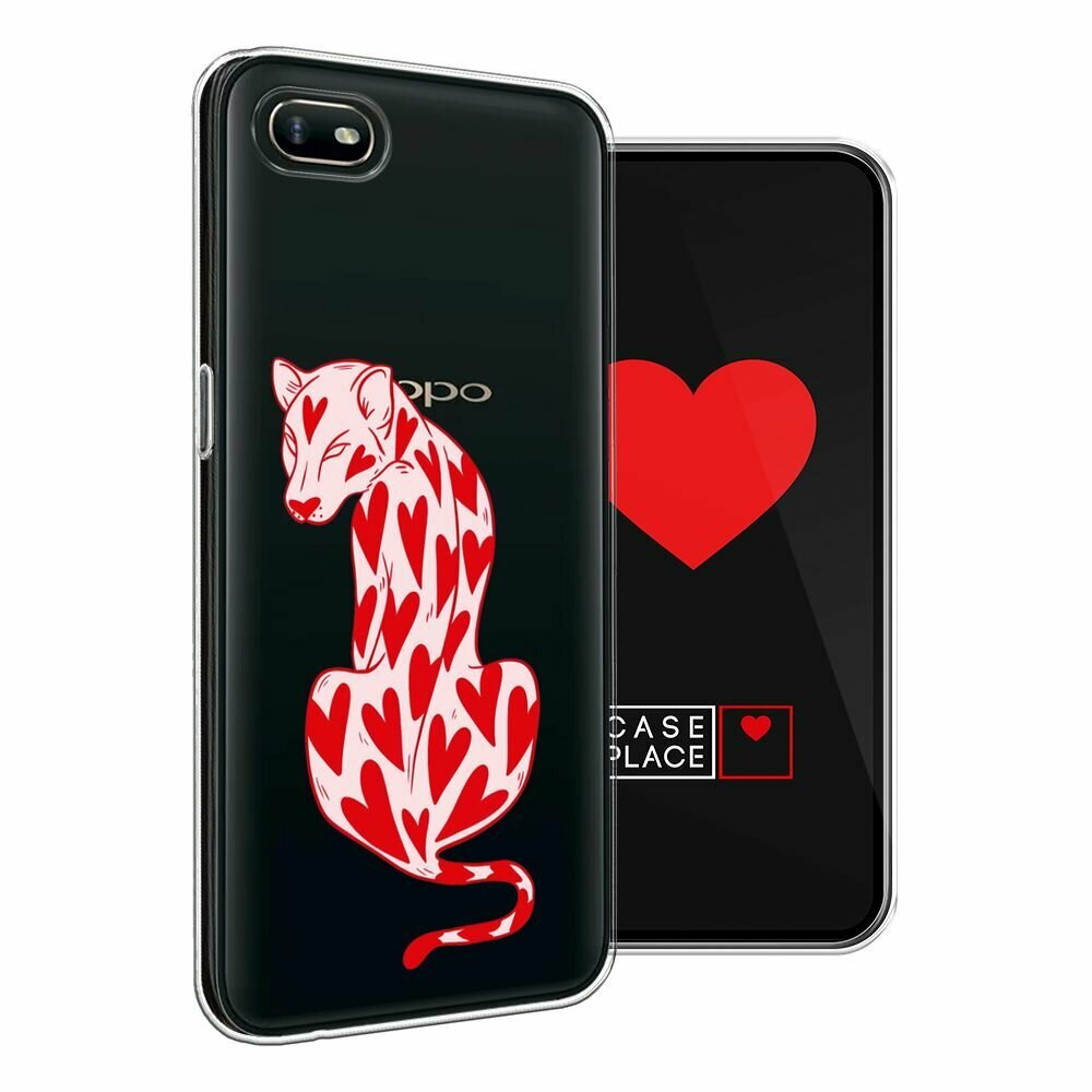 Чехол на Oppo A1k / Оппо А1к с принтом "Heart panther 2 - 14 февраля", прозрачный — фото 1