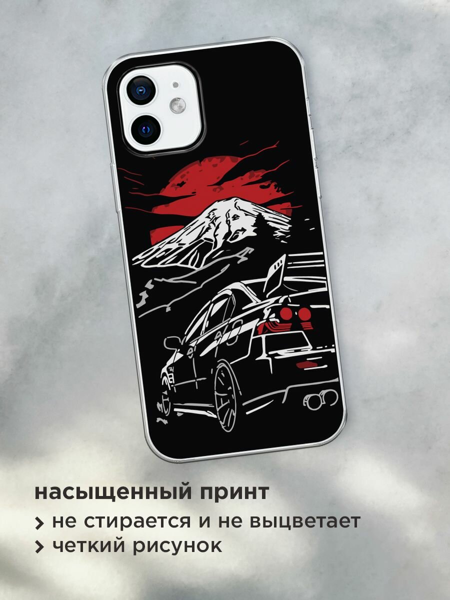 Чехол на Apple iPhone 12/12 Pro / Айфон 12/12 Про с принтом "Машина в горах JDM" — фото 1