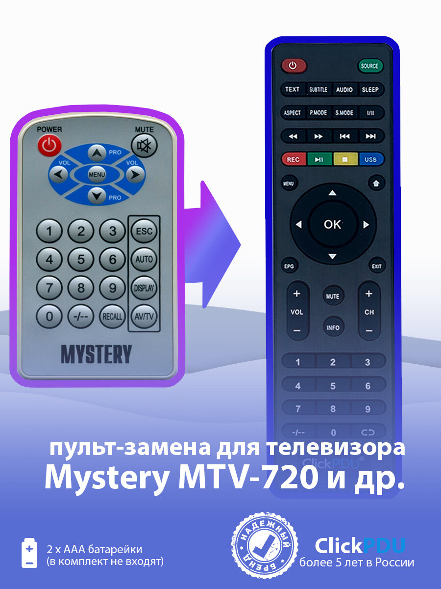 Пульт для автомобильного телевизора Mystery MTV-720