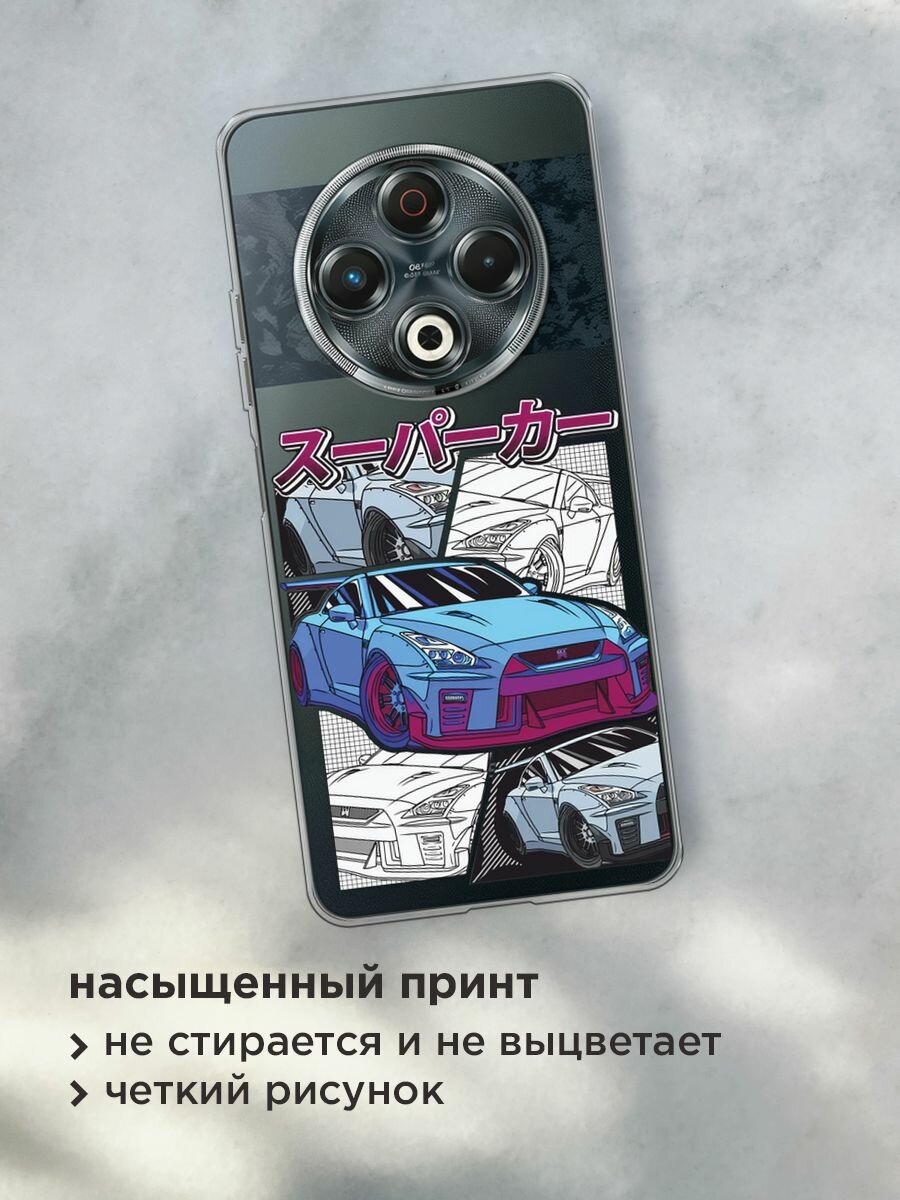 Чехол на Tecno Spark 30 / Текно Спарк 30 с принтом "JDM коллаж", прозрачный — фото 1