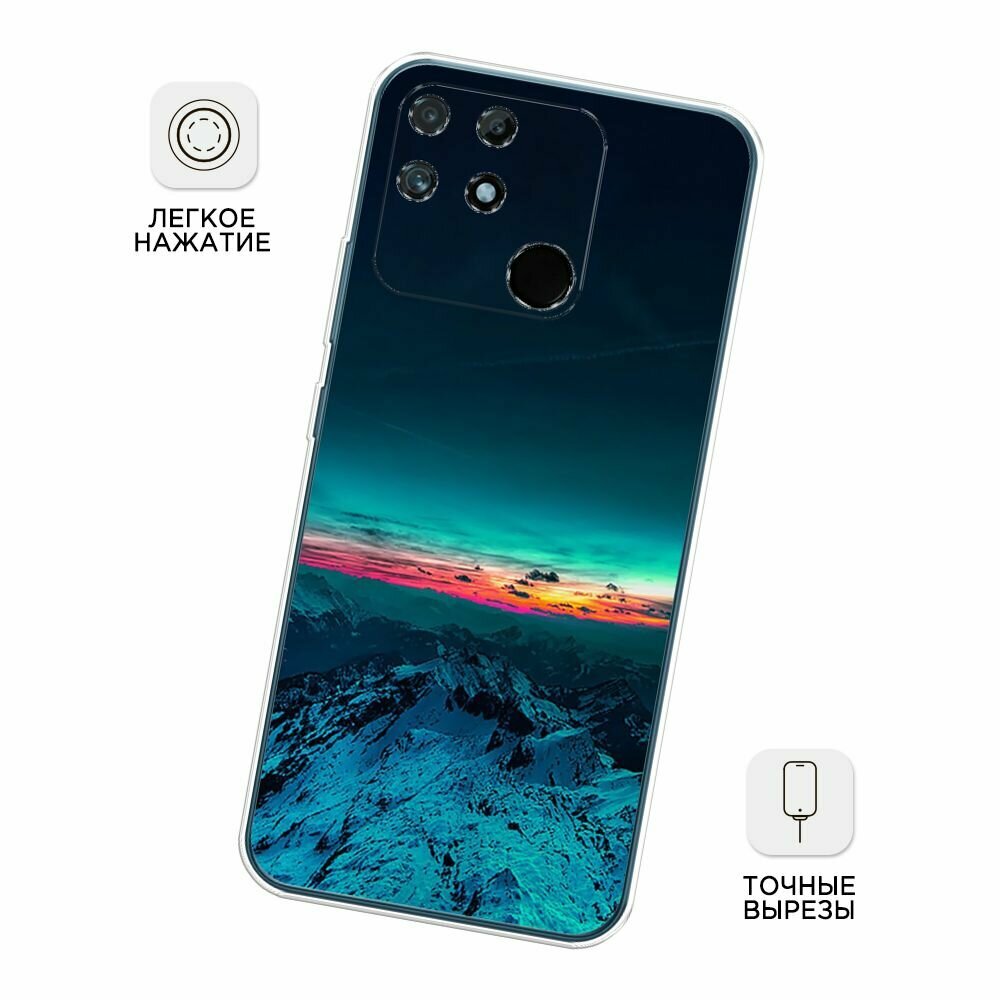 Чехол на Realme Narzo 50A / Реалми Нарзо 50A с принтом "Закат в горах" — фото 1