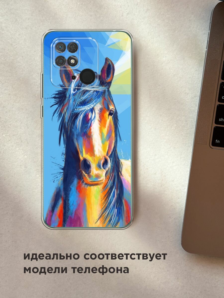 Чехол на Xiaomi Redmi 10C / Сяоми Редми 10C с принтом "Лошадь арт 3" — фото 1