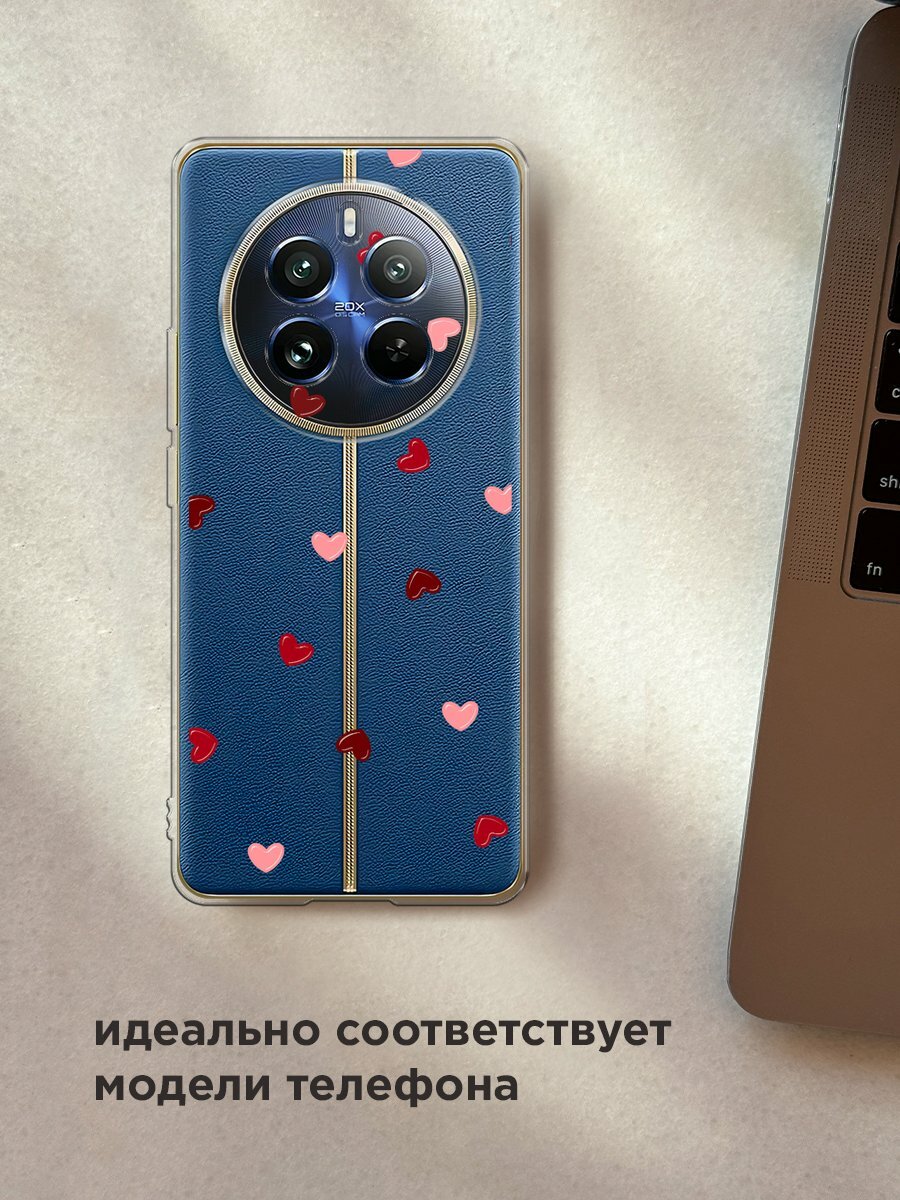 Чехол на Realme 12 Pro / Реалми 12 Про с принтом "Бордовые сердечки 2" — фото 1