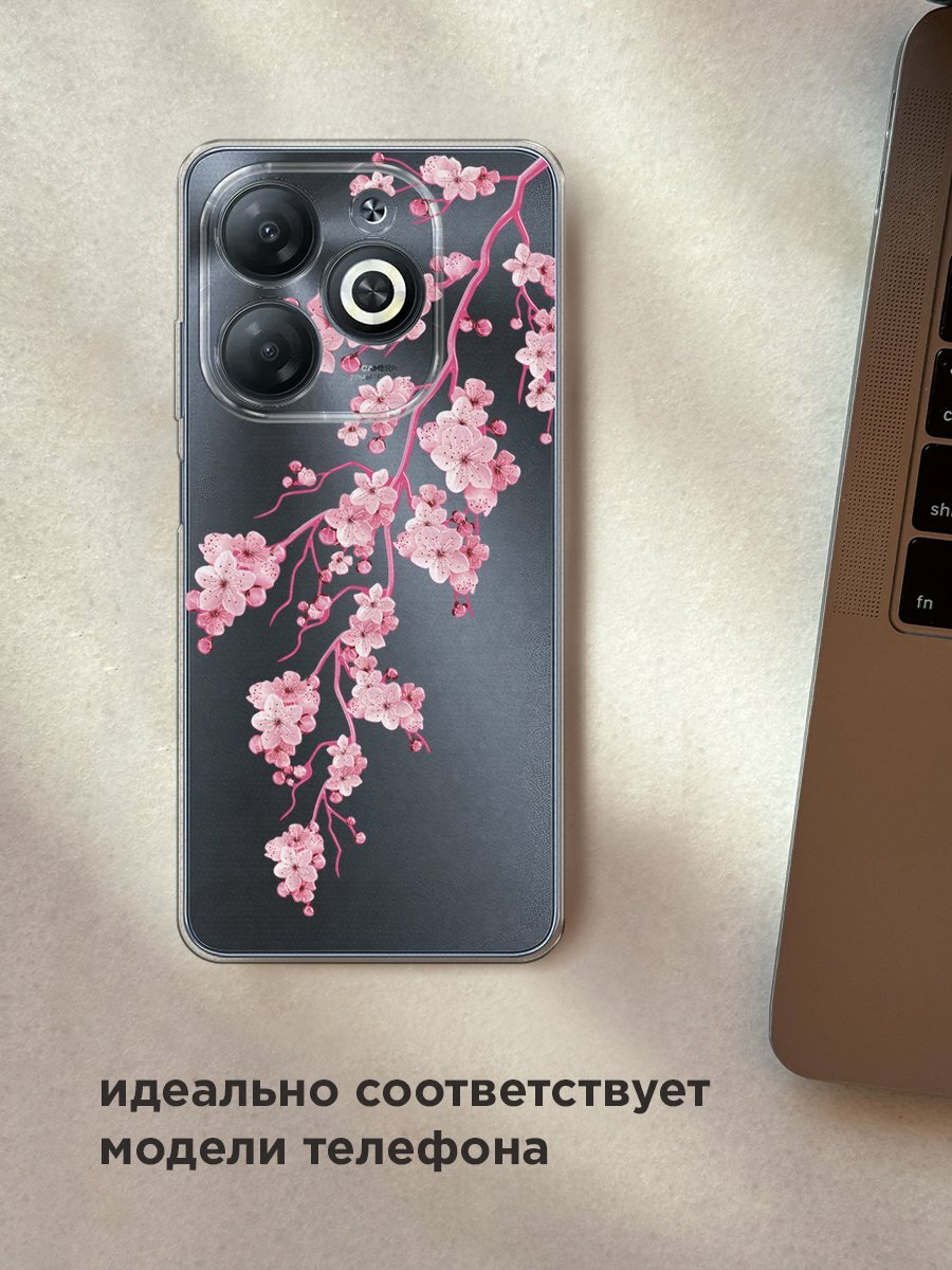 Чехол на Infinix Smart 8 Plus / Инфиникс Смарт 8 Плюс с принтом "Ветка сакуры 2" — фото 1